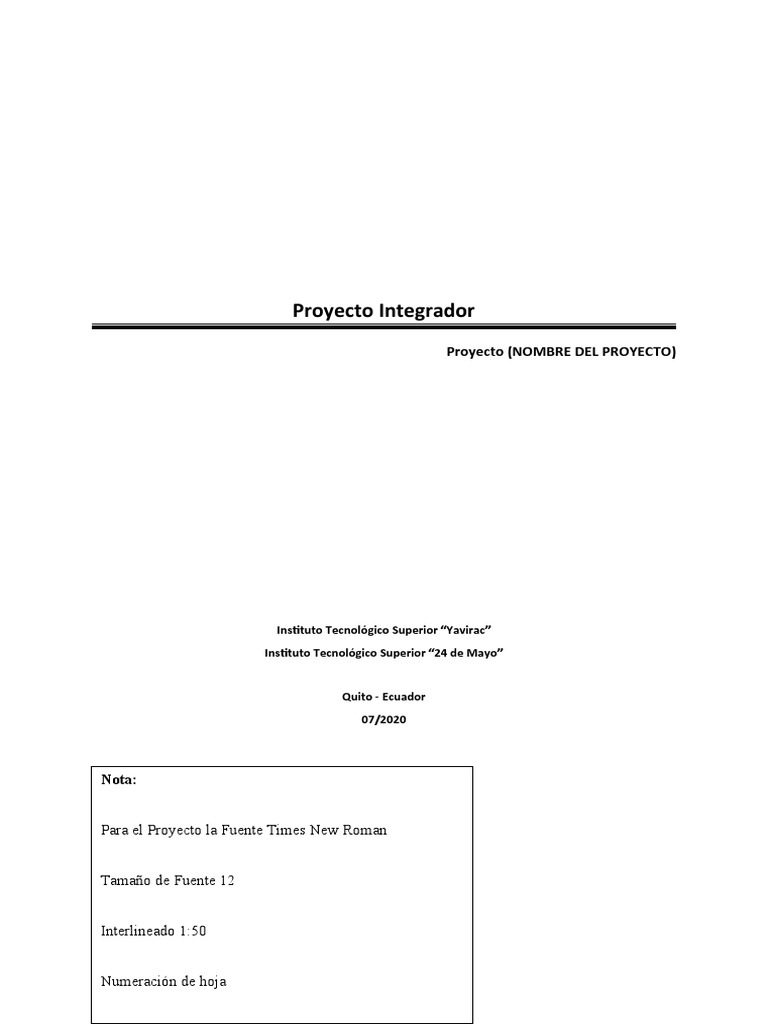 Formato de Proyecto Integrador 2021 | PDF
