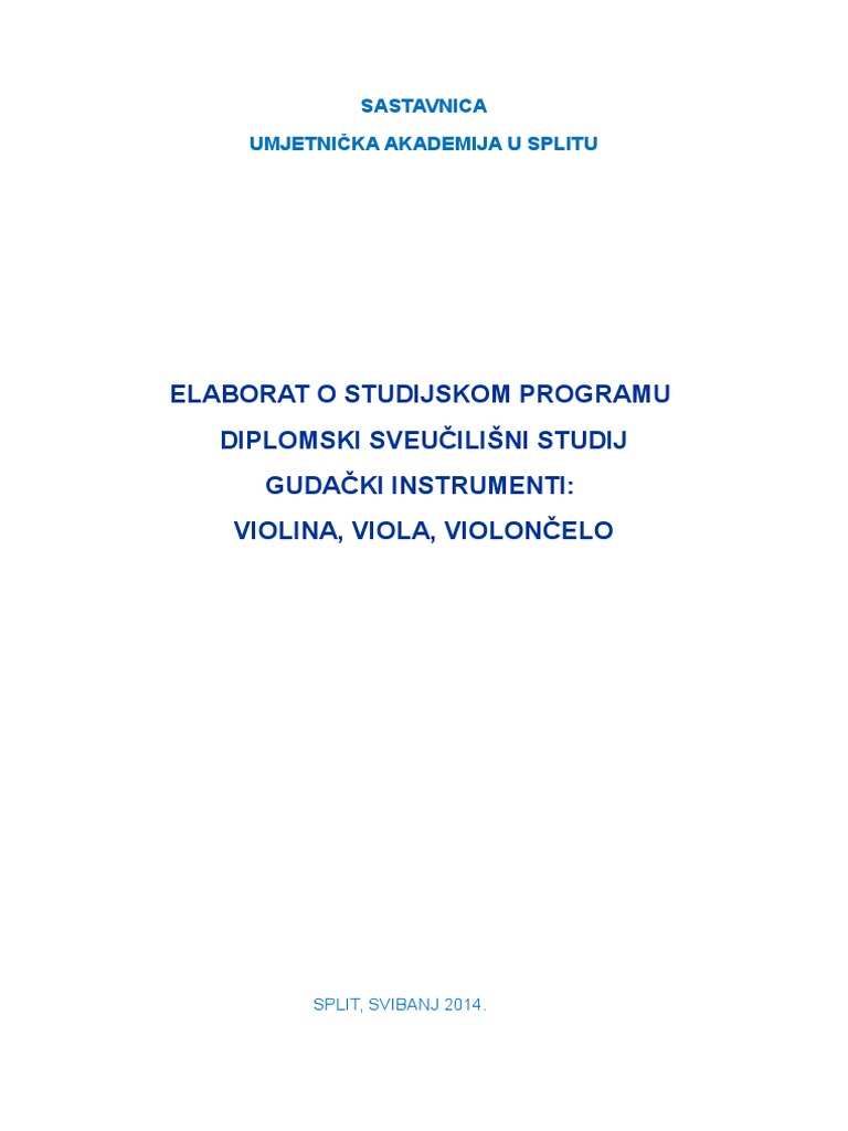 Obrazac Elaborat Studijski Program Gudači-Diplomski | PDF