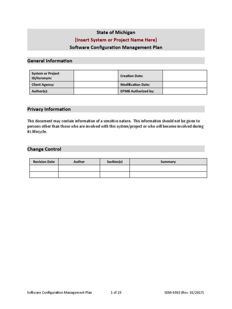 State of Michigan Software Configuration Management Plan General ...