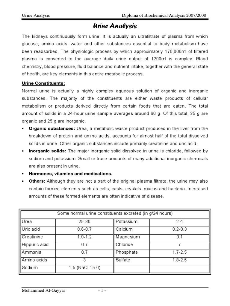 Urine Analysis | PDF | Urine | Liver