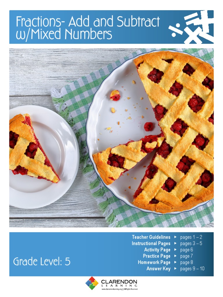 Fractions-Add and Subtract W/mixed Numbers: Grade Level: 5 | PDF ...