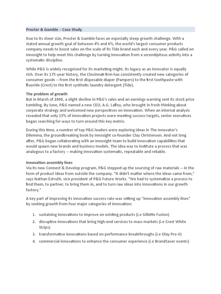 P&G Case Study | PDF | Procter & Gamble | Innovation