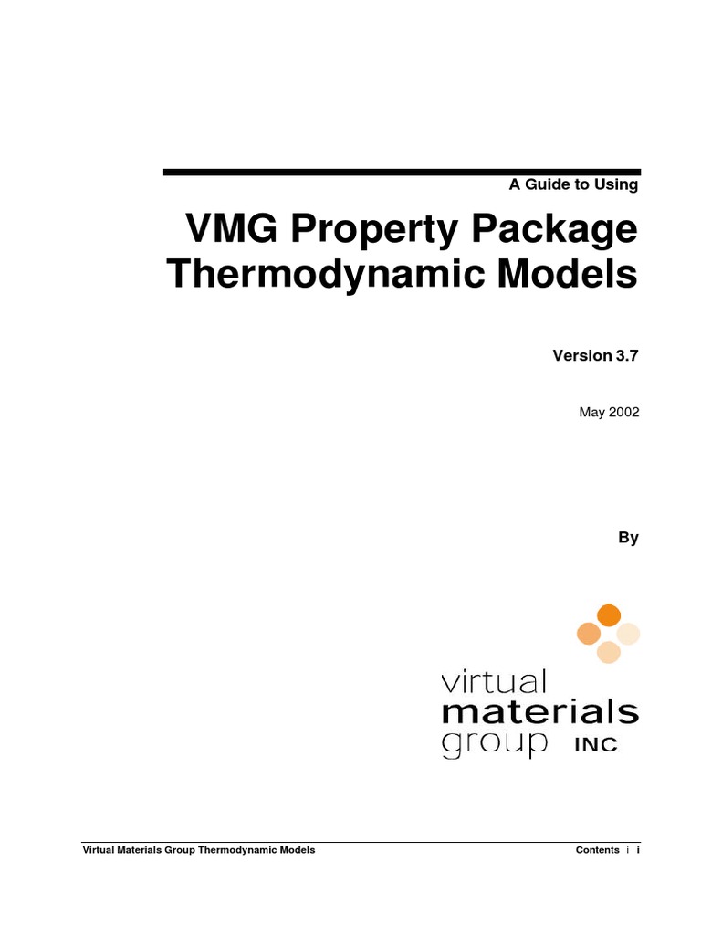 Vmg Property Package Thermodynamic Models 3 7 Pdf Solubility Heat