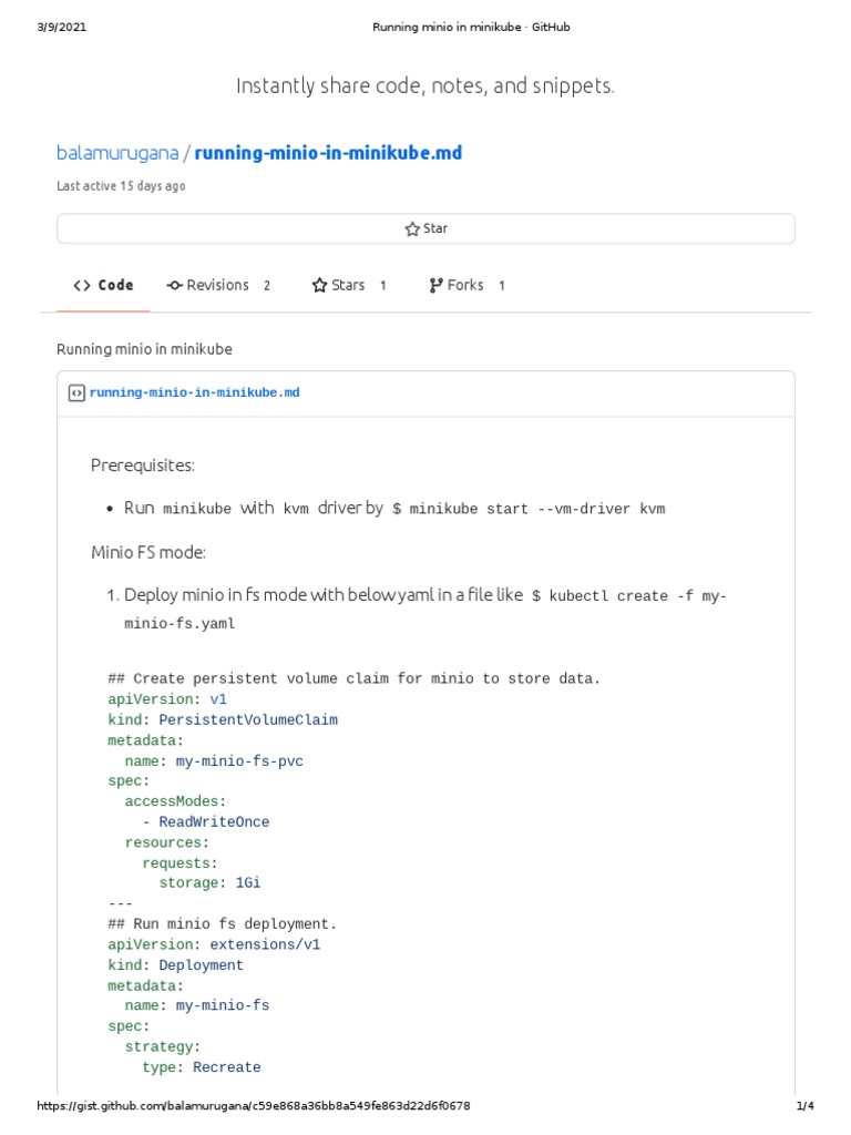 Minio Deployment in Minikube Guide | PDF | Software | Metadata