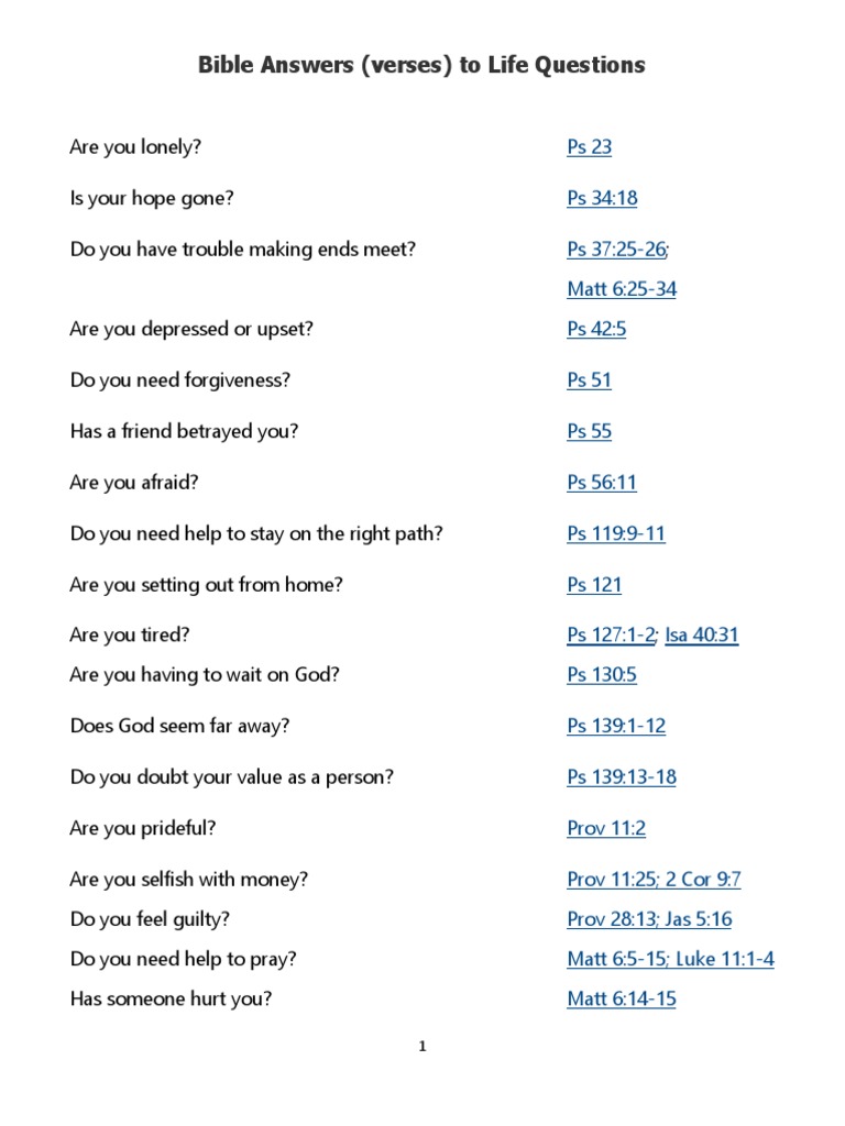 Bible Answers To Life Questions 1 | PDF | Religious Behaviour And ...