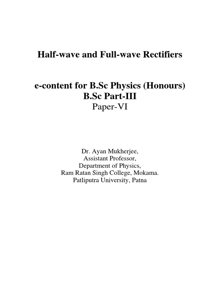 Half-Wave and Full-Wave Rectifiers | PDF | Rectifier | Diode