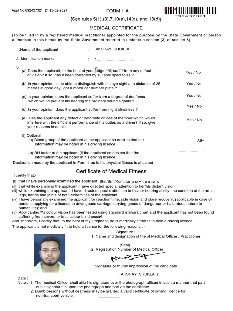 Form 1 A See Rules 5 1 3 7 10 A 14 D And 18 D