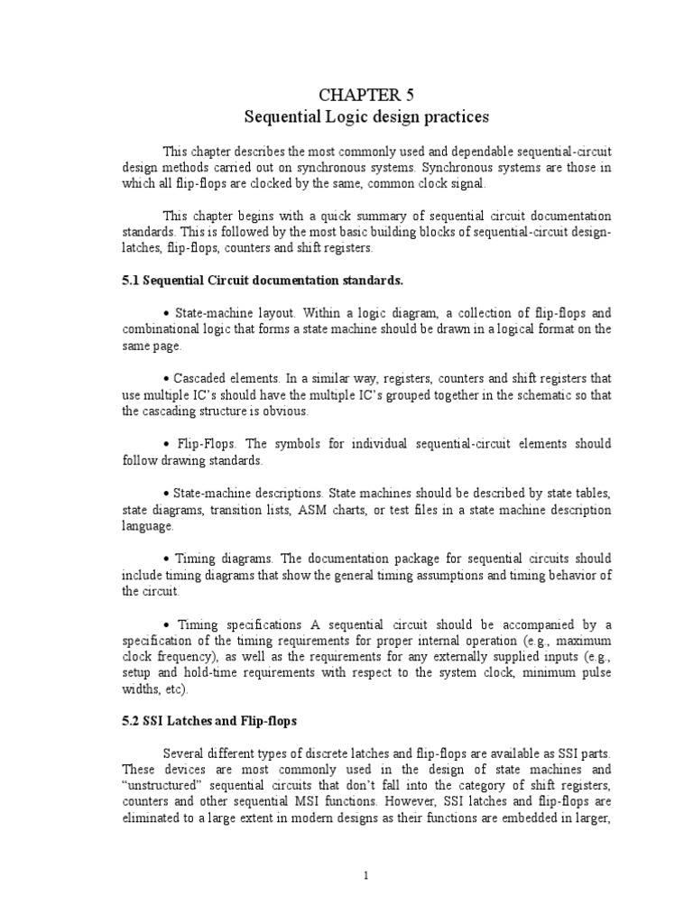 Sequential Logic Design Practices: 5.1 Sequential Circuit Documentation Standards | PDF | Logic ...