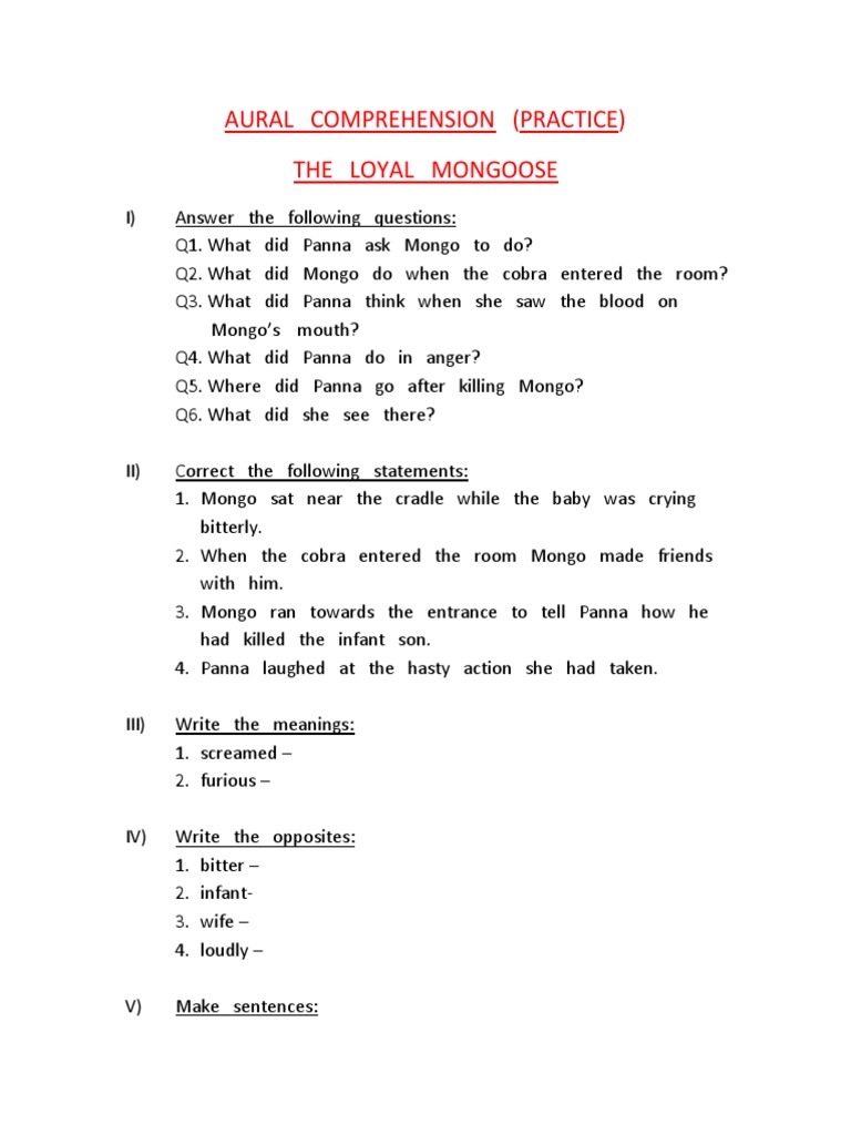 Aural Comprehension Practice 1 | PDF