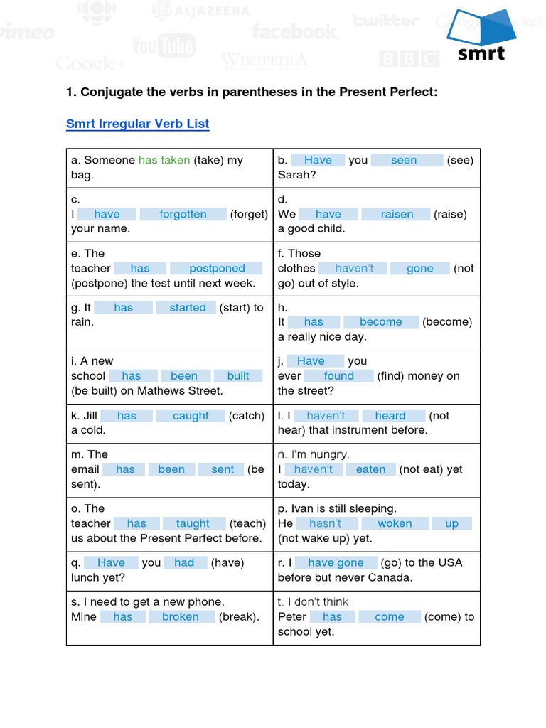 ENGL120 Grammar 7-1 - Present Perfect - Indefinite Past | PDF