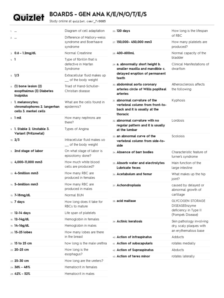 Boards - Gen Ana | PDF | Leukemia | Respiratory Tract