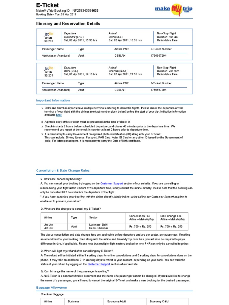 NF251343381623 Eticket | PDF | Identity Document | Baggage