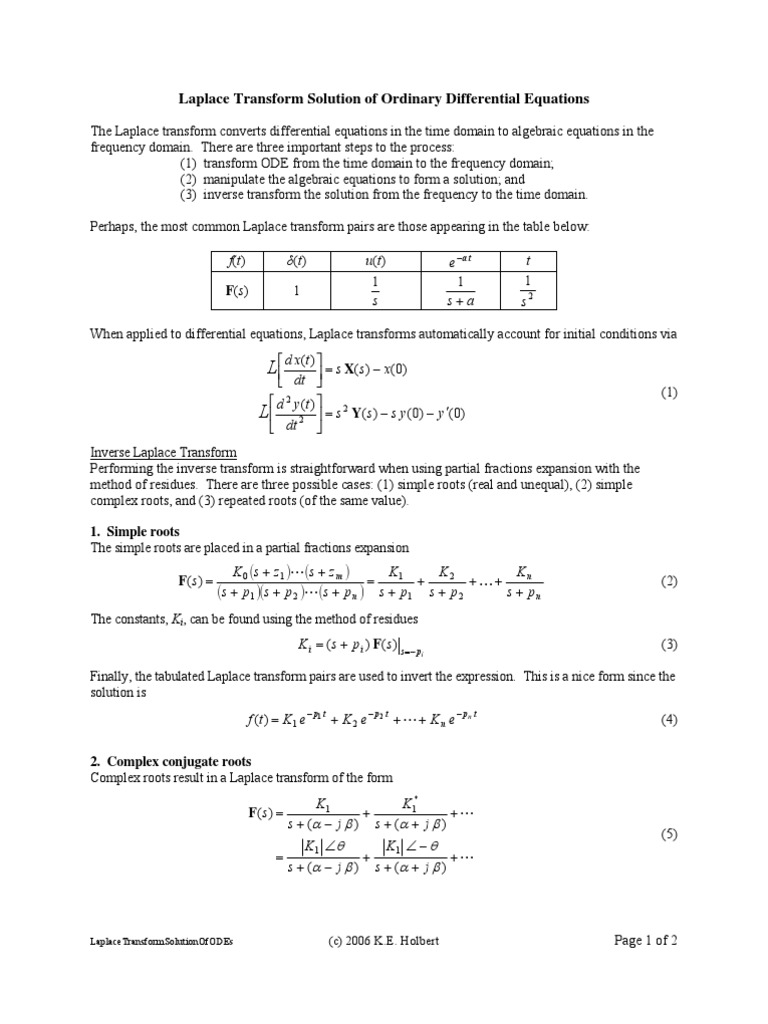 Laplace Transform for ODE Solutions | PDF