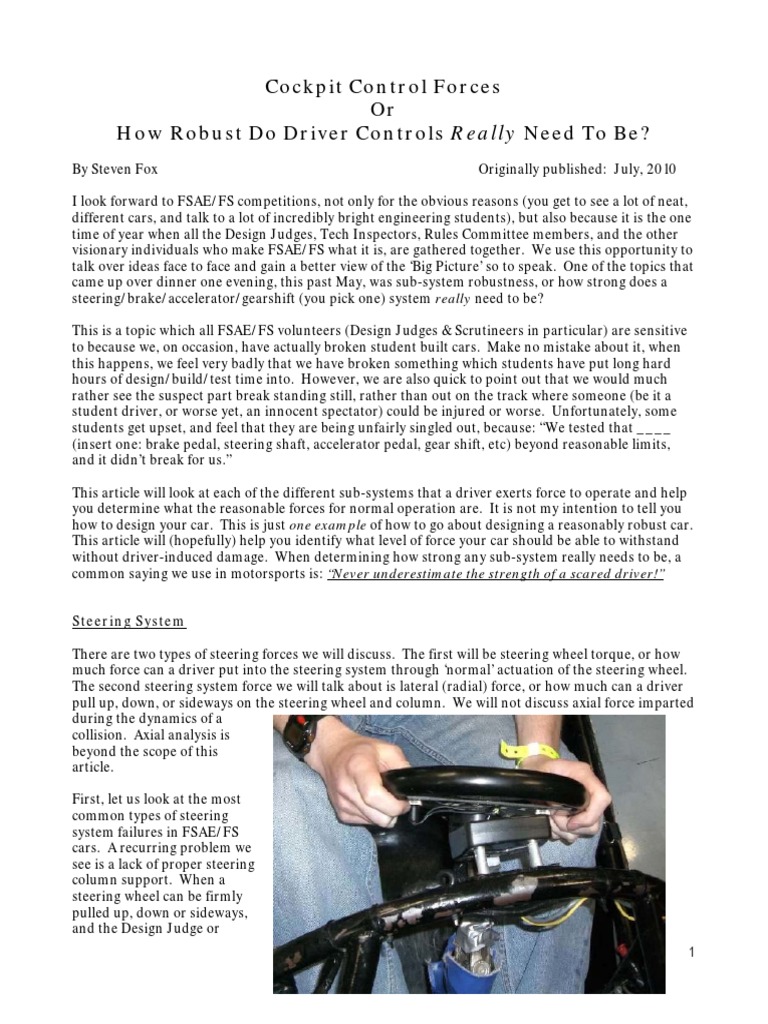 FSAE Car Steering System Robustness | PDF | Throttle | Force