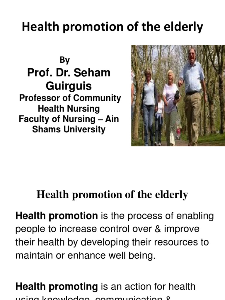 Health Promotion For Elderly | PDF | Fat | Diet & Nutrition