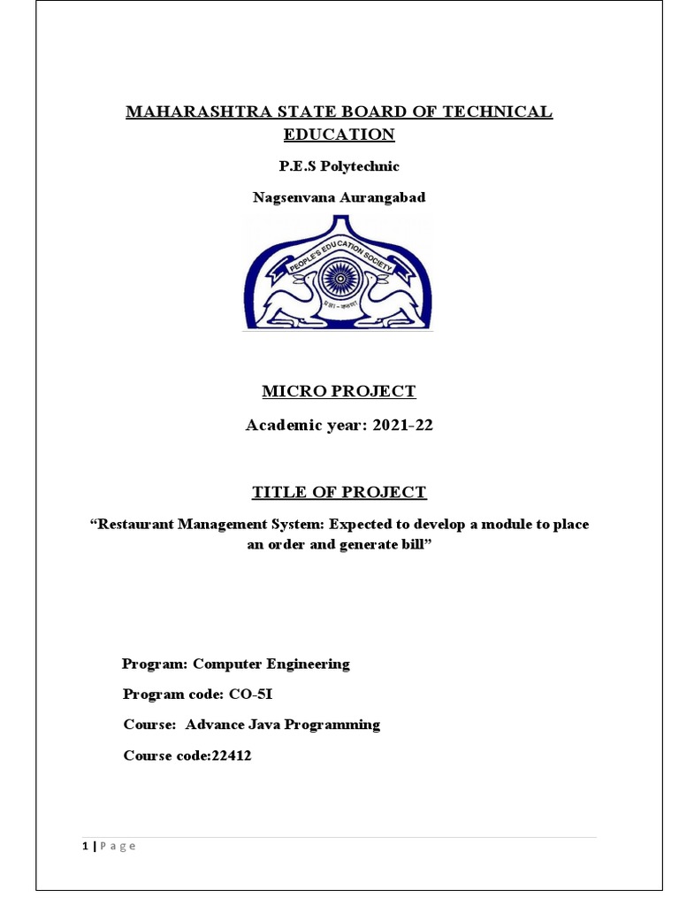 Advance Java Program Microproject Pdf Menu Application Software