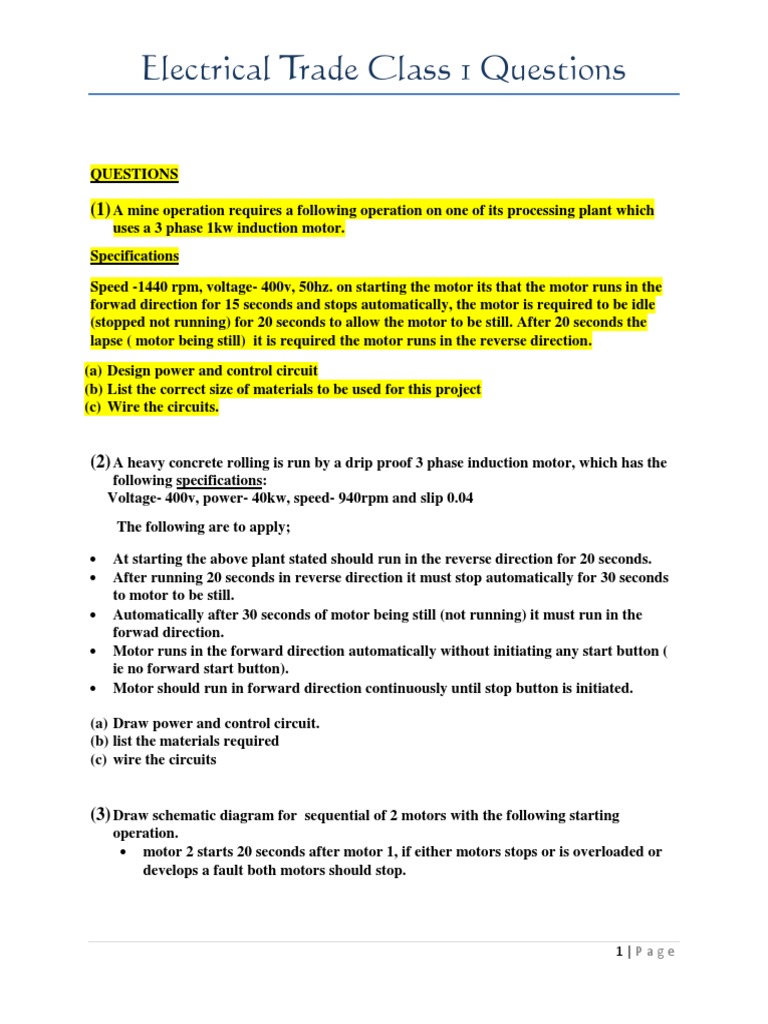 Trade Test Questions-1 | PDF | Electric Motor | Engines