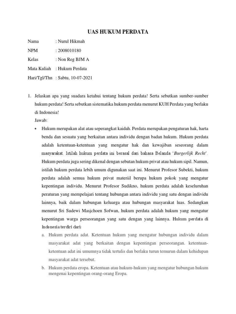 Uas Hukum Perdata | PDF