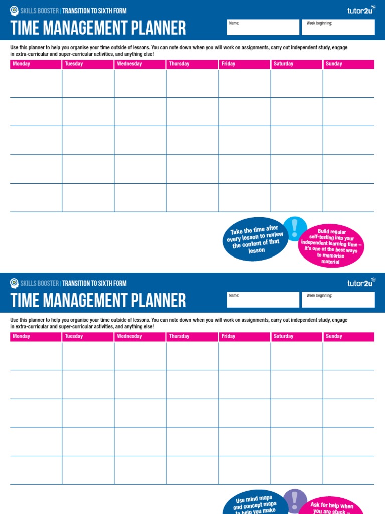 Sixth Form Time Management Planner | PDF