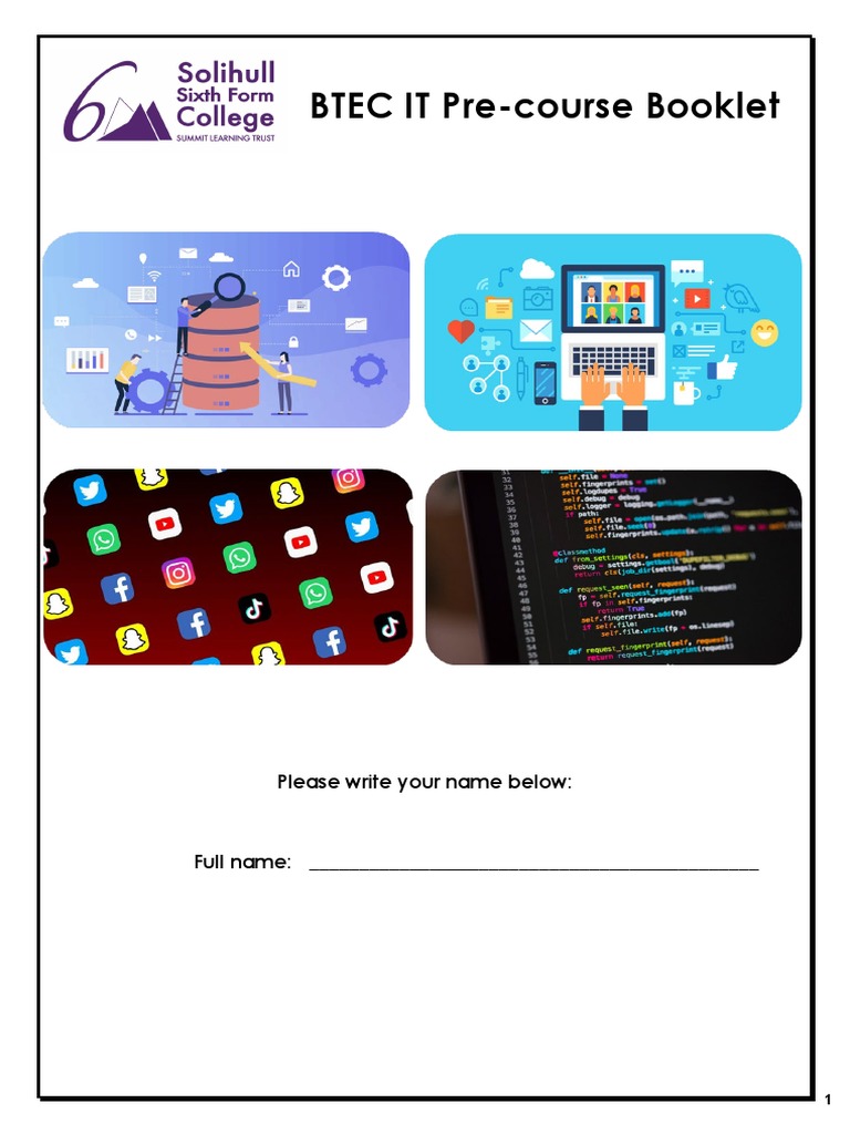 BTEC IT Pre-Course Booklet Guide | PDF | Databases | Popular Culture ...