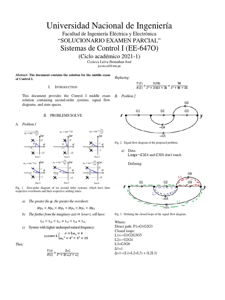 Universidad Nacional de Ingeniería: Sistemas de Control I (EE-647O ...