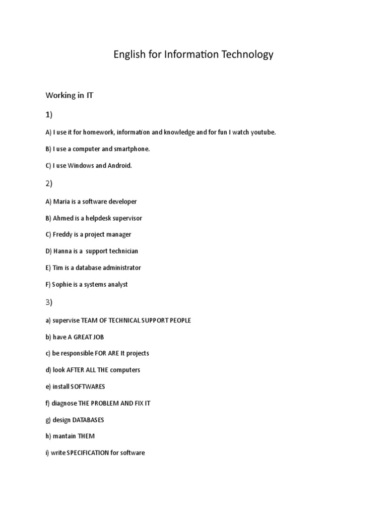 English For Information Technology | PDF