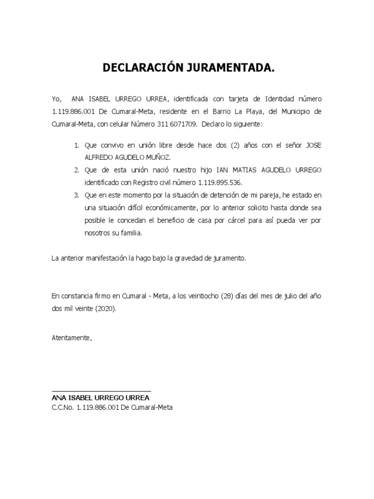 Declaración Juramentada | PDF