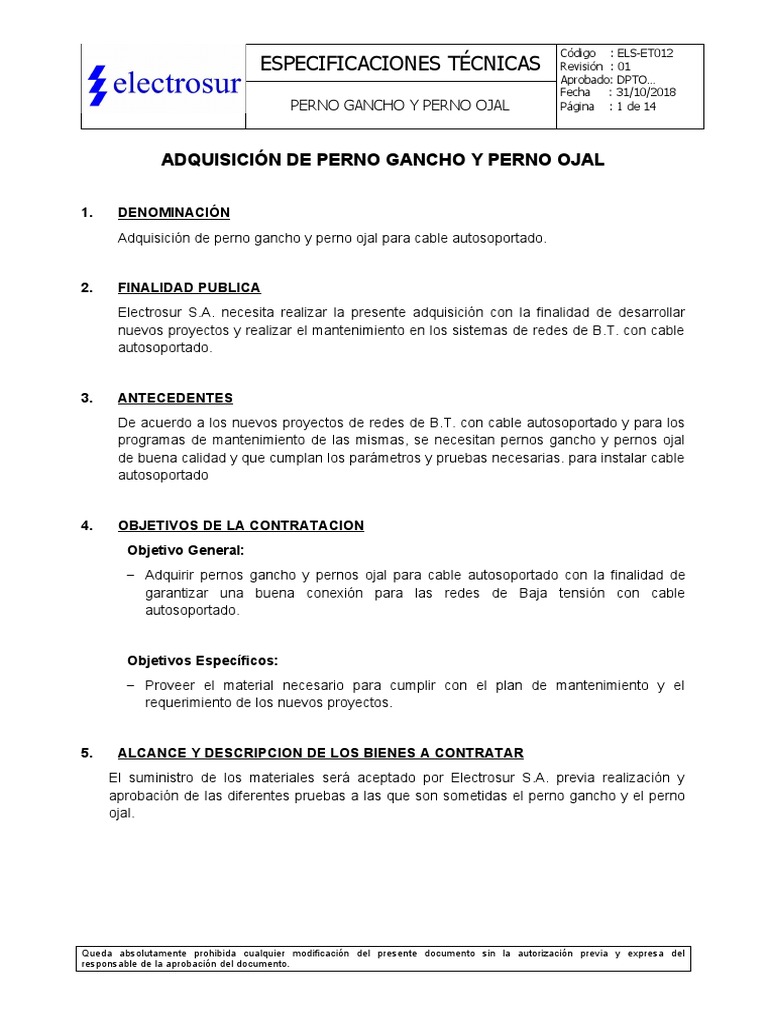 ELS - Ferretería PERNO GANCHO y PERNO OJAL - ETf1 | PDF