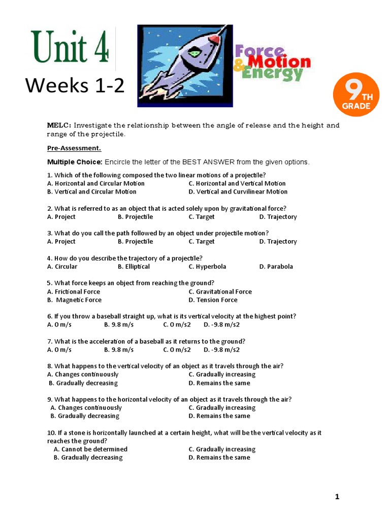Quarter 4 - Weeks 1-2 Science 9 | PDF | Trajectory | Force