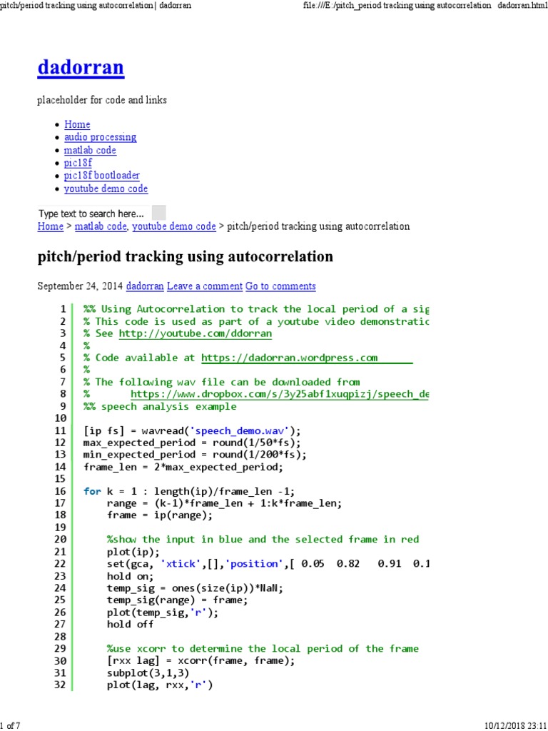 Period Tracking Using Autocorrelation - Dadorran | PDF | Electrical Engineering | Signal Processing