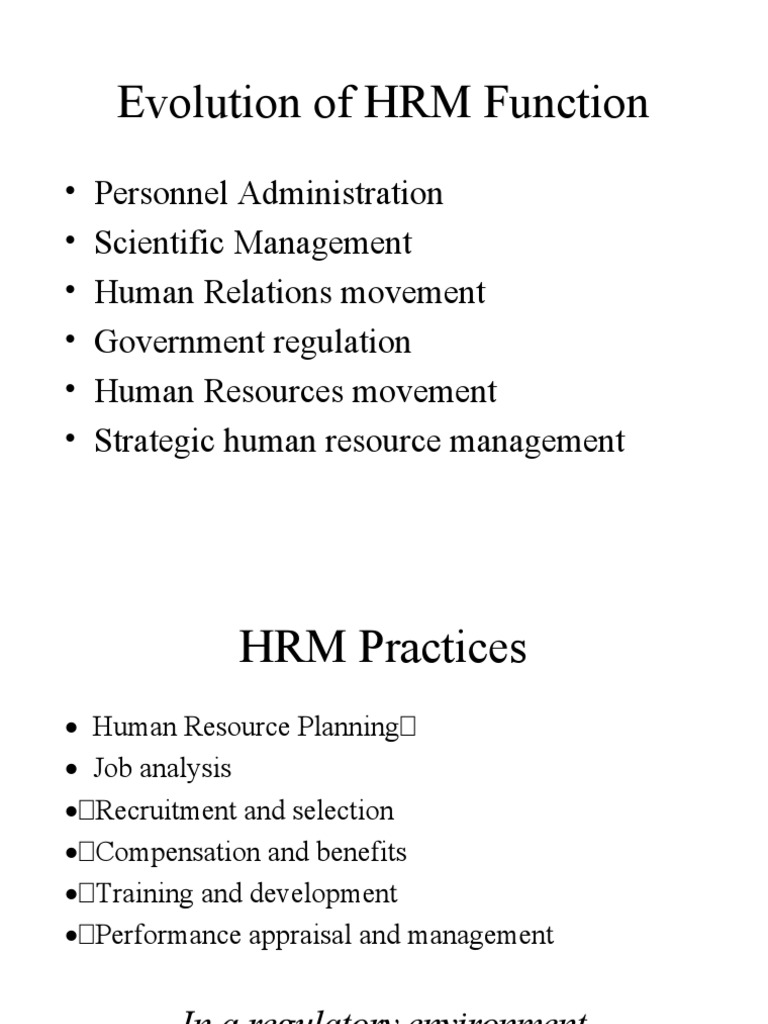 Evolution of Human Resources HRM Function | PDF | Recruitment | Human ...