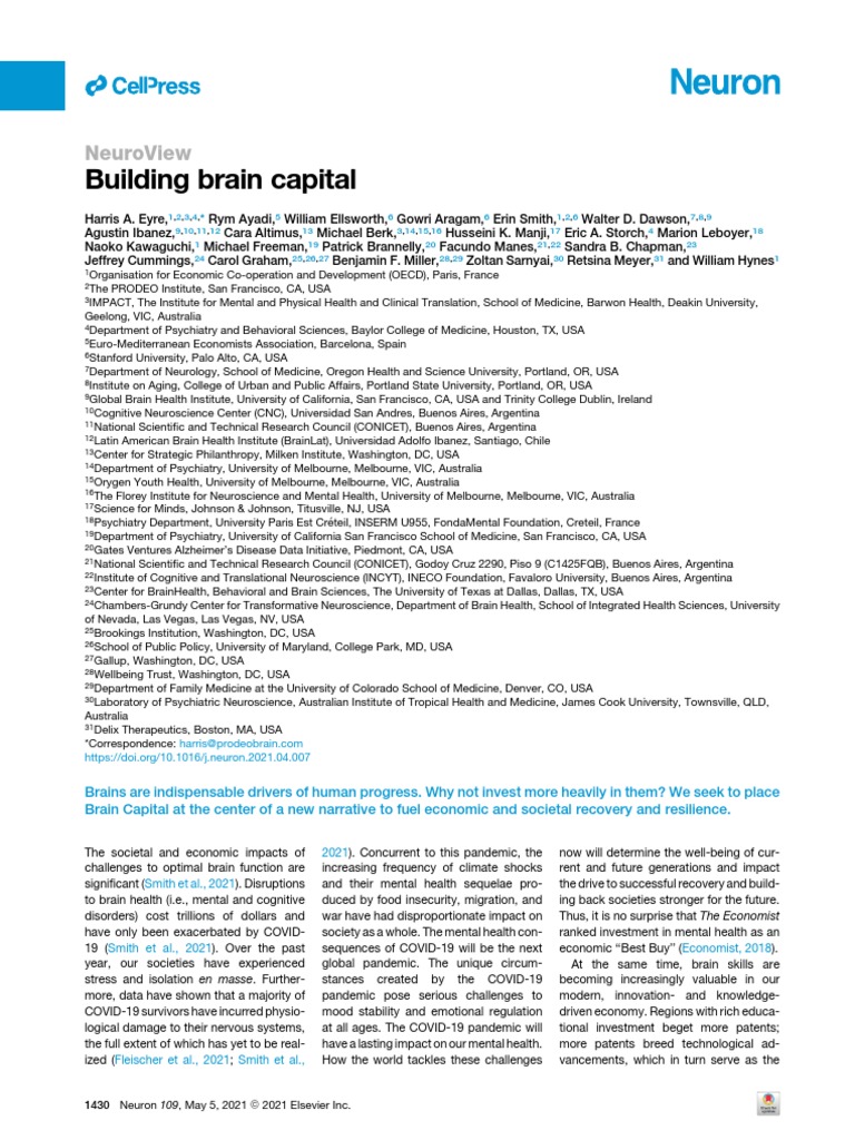 Building Brain Capital | PDF | Mental Health | Neuroscience