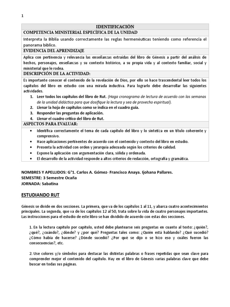 Estudio Bíblico del Libro de Rut | PDF | Noemí (figura bíblica ...