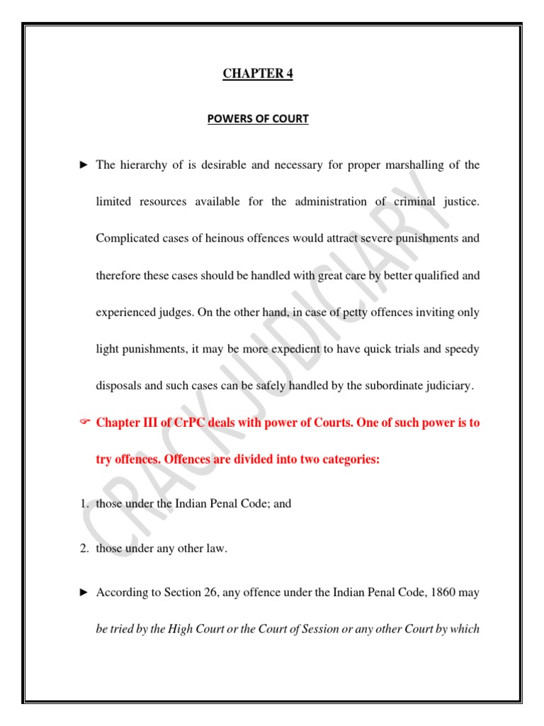 Chapter Iii of CRPC Deals With Power of Courts. One of Such Power Is To | PDF | Magistrate ...