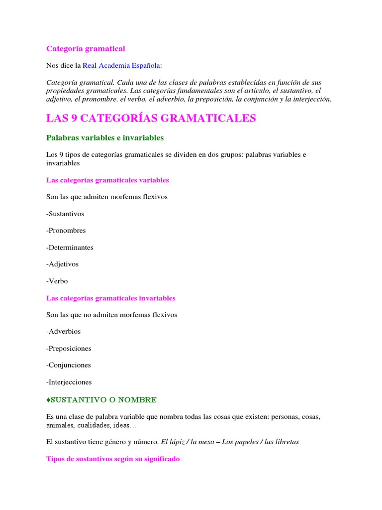 Categorias Gramaticales | PDF | Verbo | Adverbio