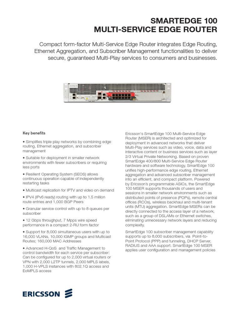 Smartedge 100 Multi-Service Edge Router | PDF | Networking ...