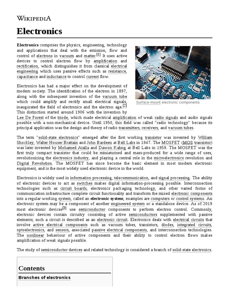 Electronics: Electronics Comprises The Physics, Engineering, Technology ...