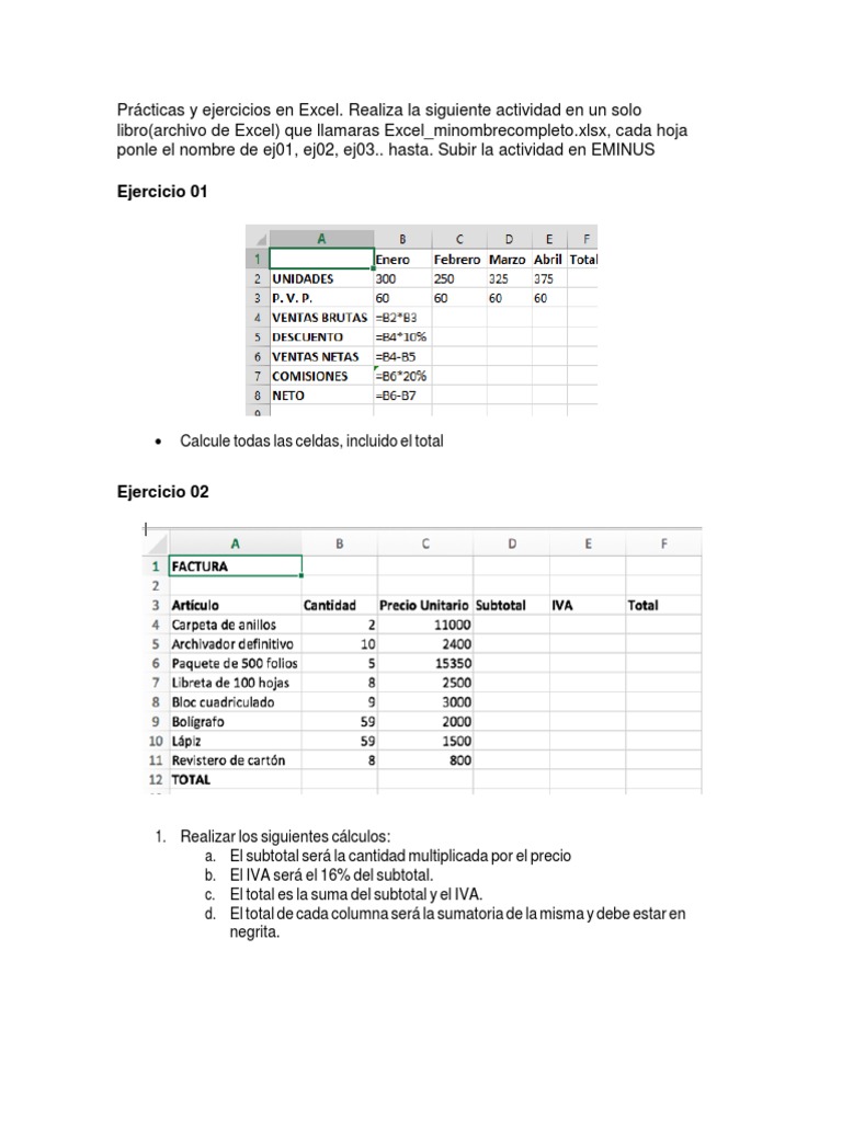 Ejercicios Excel | PDF | Microsoft Excel