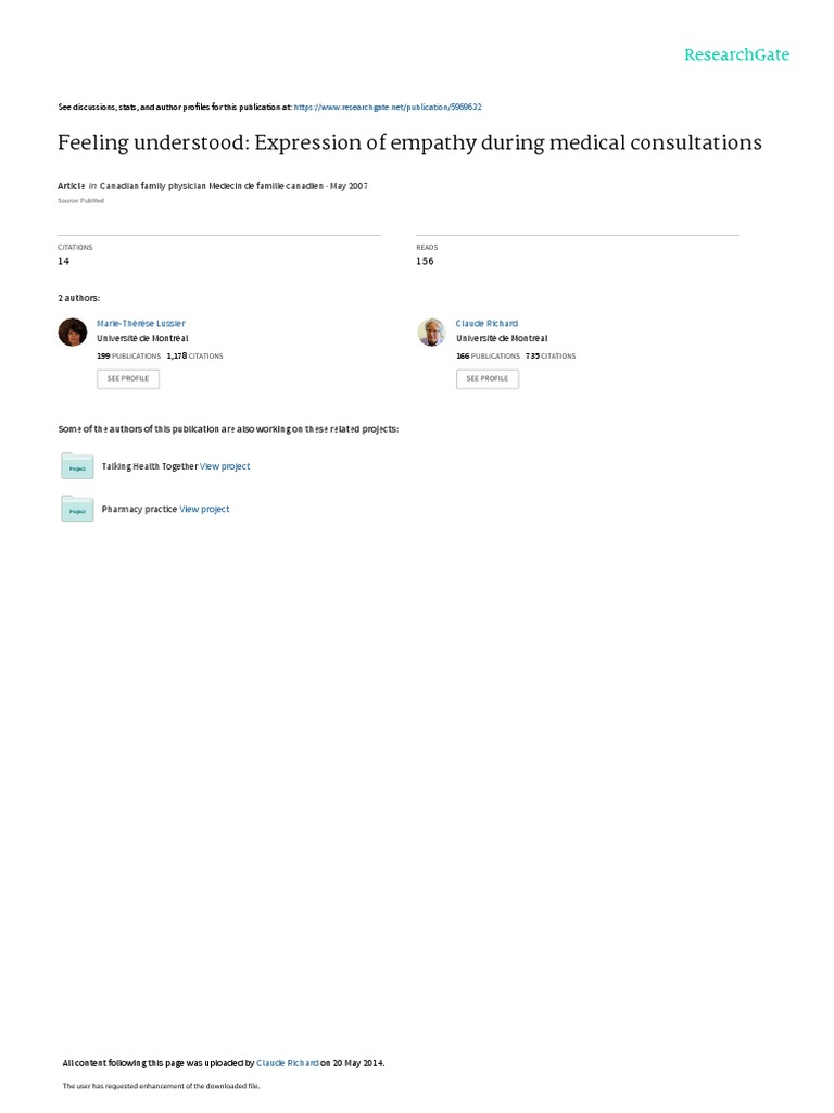 Feeling Understood Expression of Empathy During Me | PDF | Empathy ...