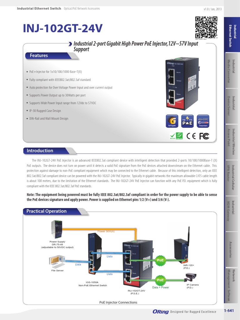 High Power PoE Injector for Industrial Ethernet Networks: An Advanced 2 ...