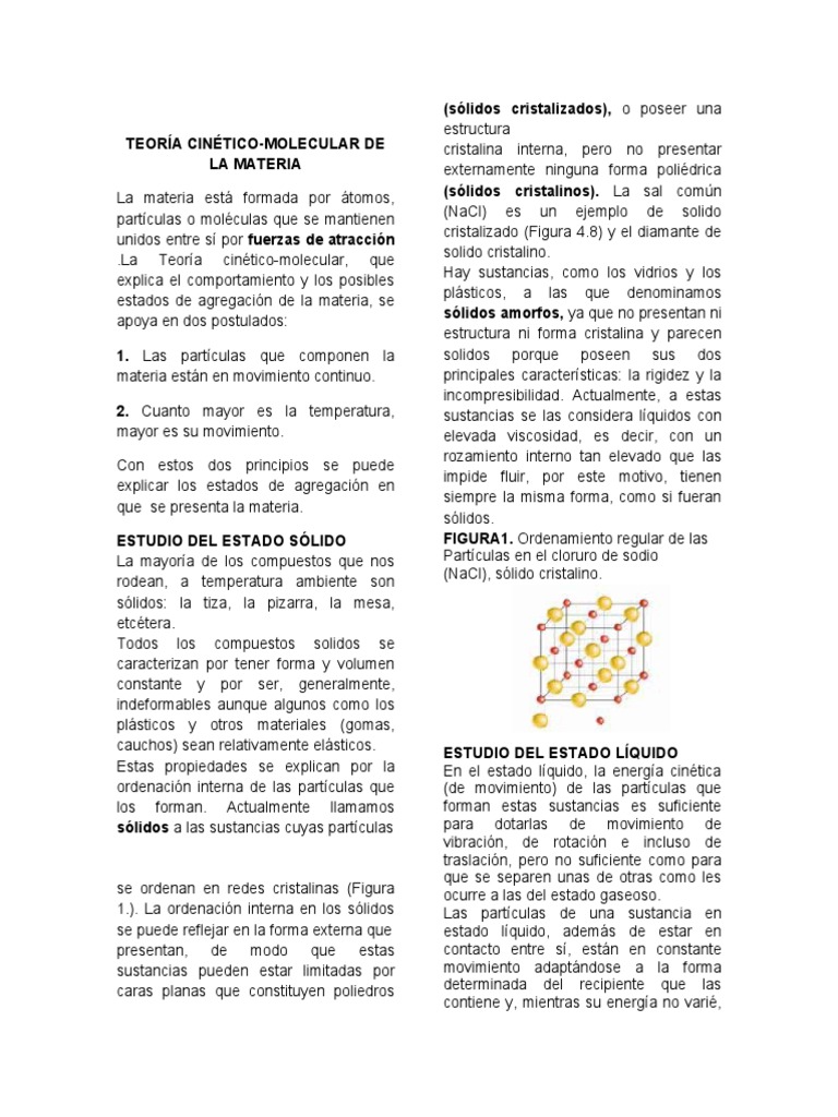 Teoría cinético-molecular de la materia: explicación de los estados de ...