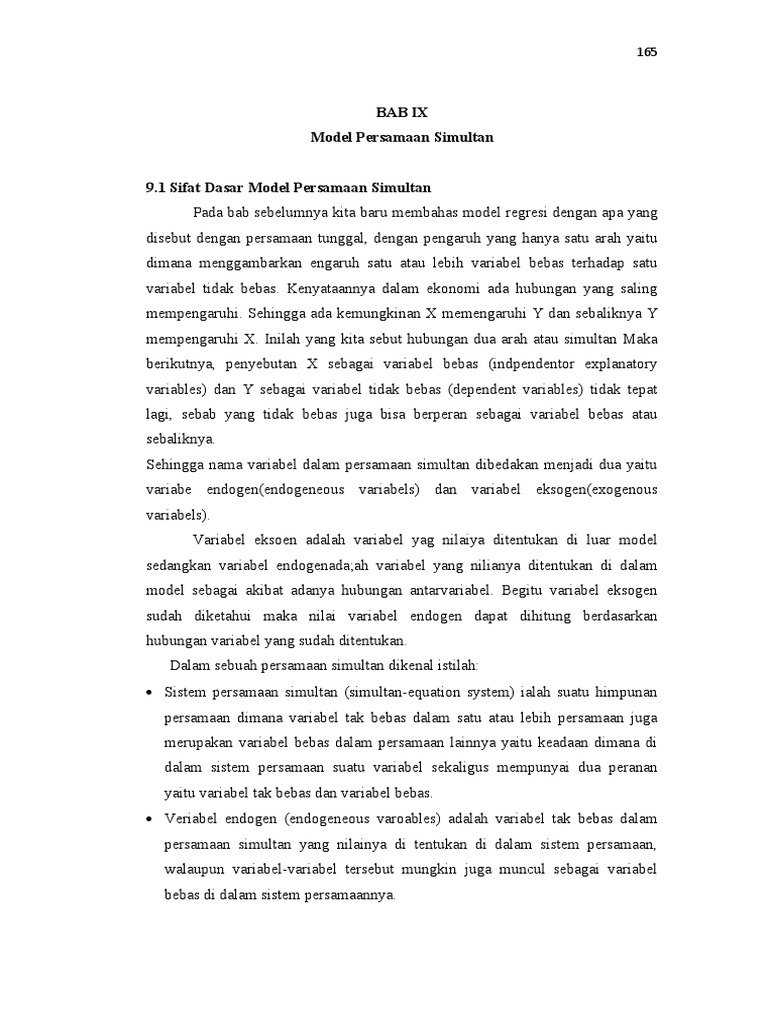 BAB IX Model Persamaan Simultan | PDF