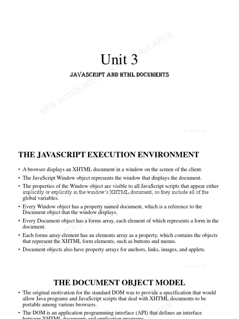 Unit 3 (JavaScript and HTML Documents) | PDF | Document Object Model | Java Script