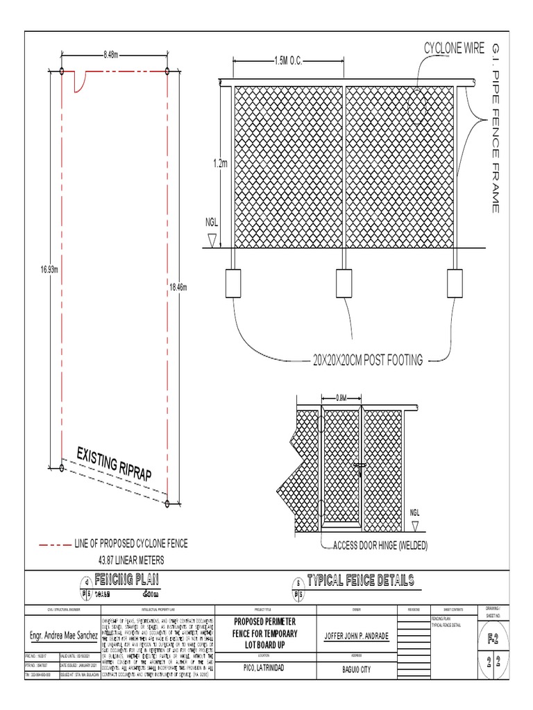 Proposed Cyclone Fence Plan and Typical Fence Details for Temporary Lot ...