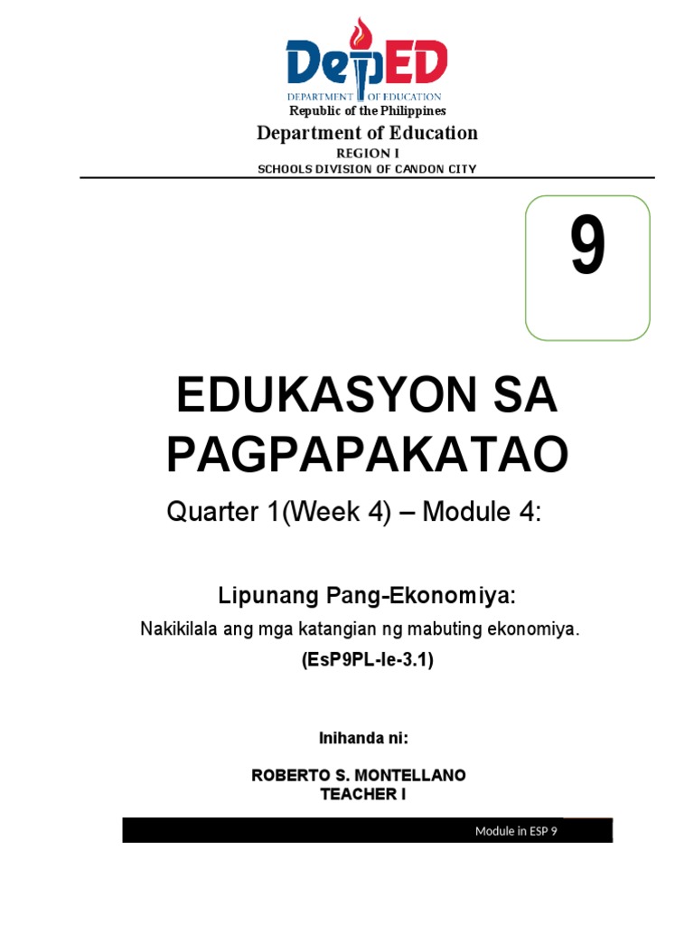 Esp 9 Q1 Week 4 Module | PDF