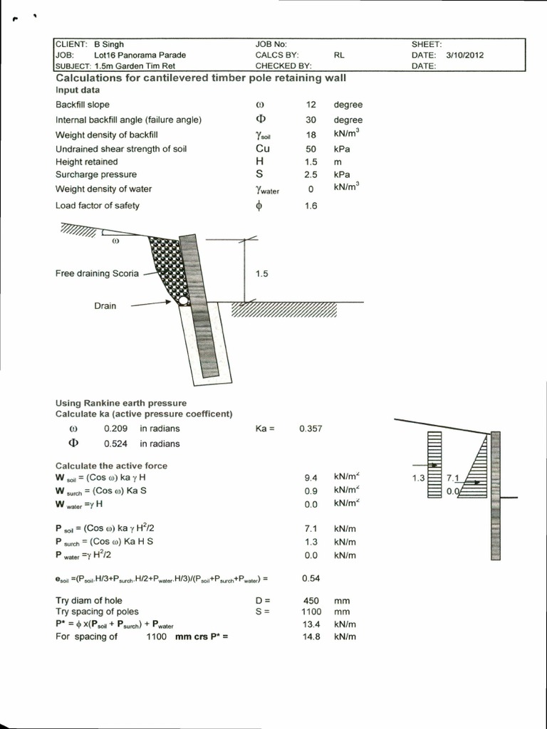 Timber Pole Retaining Wall Example | PDF