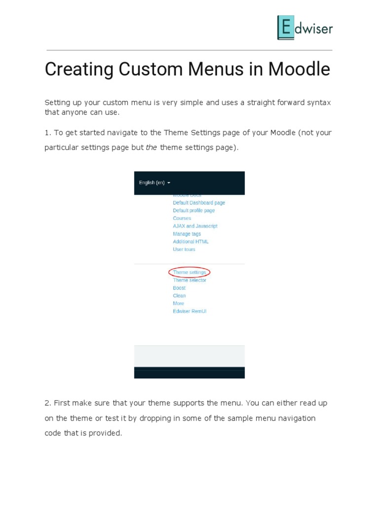 Creating Custom Menus in Moodle | PDF