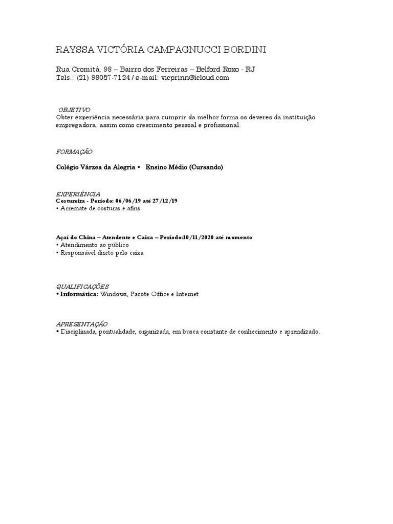 Curriculo Rayssa | PDF