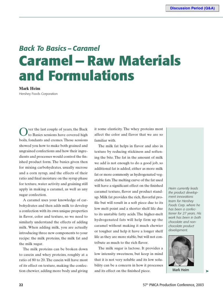 Caramel Composition and Production Insights | PDF | Milk | Syrup