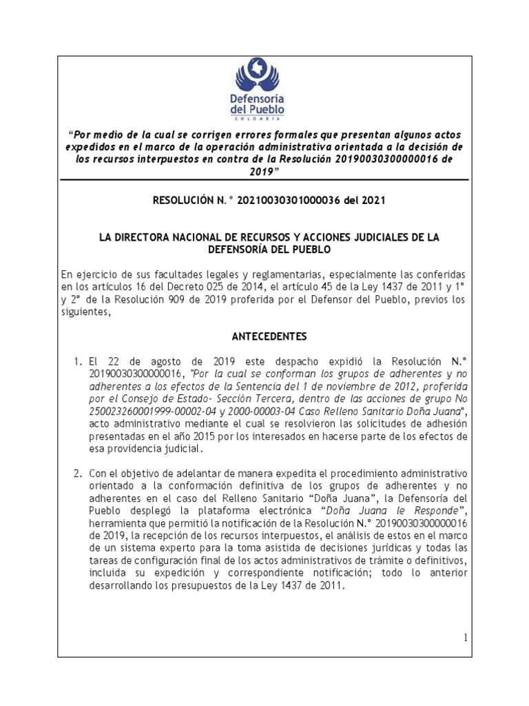 Resolucion Ndeg 20210030301000036 y Anexos | PDF